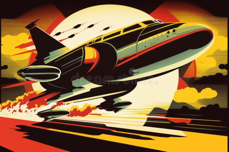 Classic Spaceship Takes To the Skies. an Example of Pop Art Stock ...