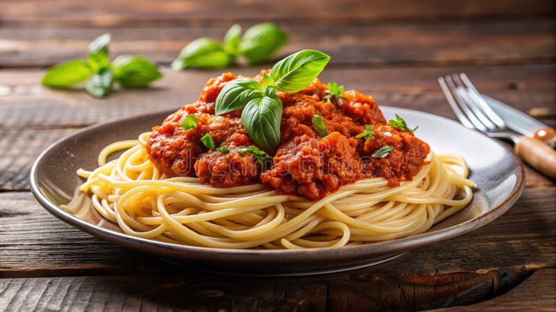 A Classic Spaghetti Bolognese Platted Elegantly with Fried Chicken ...
