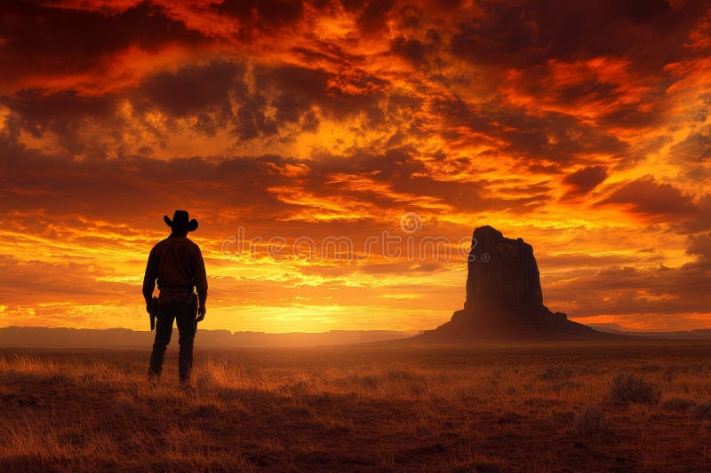 A Classic Spaghetti Western is Set with a Solitary Cowboy Character ...