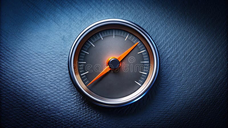 A Classic Speedometer with an Orange Needle on a Dark Blue Leather ...