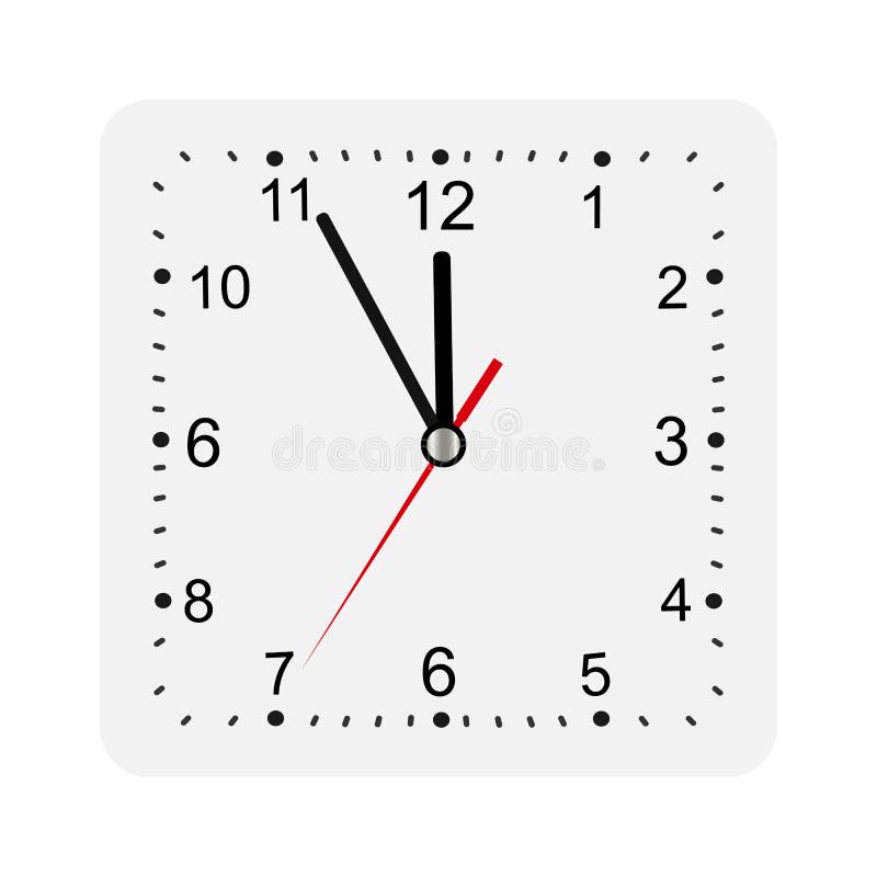 Classic Square Wall Clock Isolated on White. Empty Dial Watch Stock ...