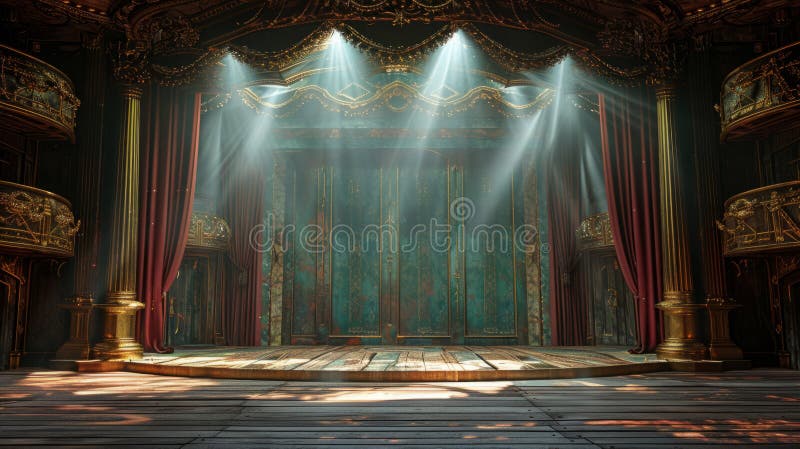Classic Stage with Spotlighting and Rich Shadows, Showcasing ...
