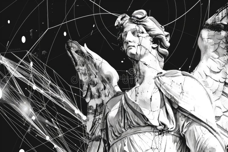 A Classic Statue of an Angel Depicted in Grayscale, Suitable for ...