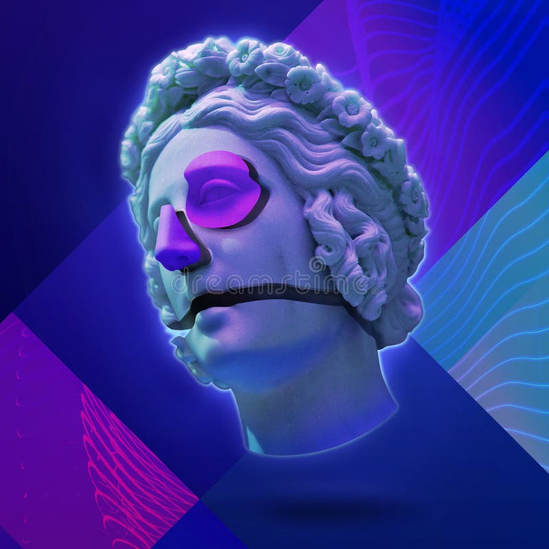 Classic Statue Background Concept. Vaporwave Style Background Stock ...