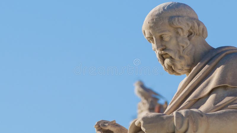 Classic Statue of Plato Close Up Stock Video - Video of black, academy ...