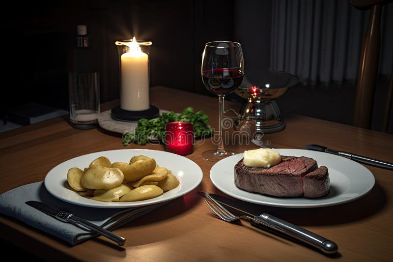 Classic Steak and Potato Dinner for Two, with Candlelight and Wine ...
