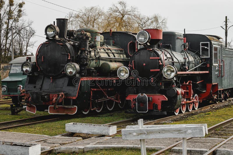 Classic Steam Engine at an Open-air Railway Yard. Editorial Photography ...