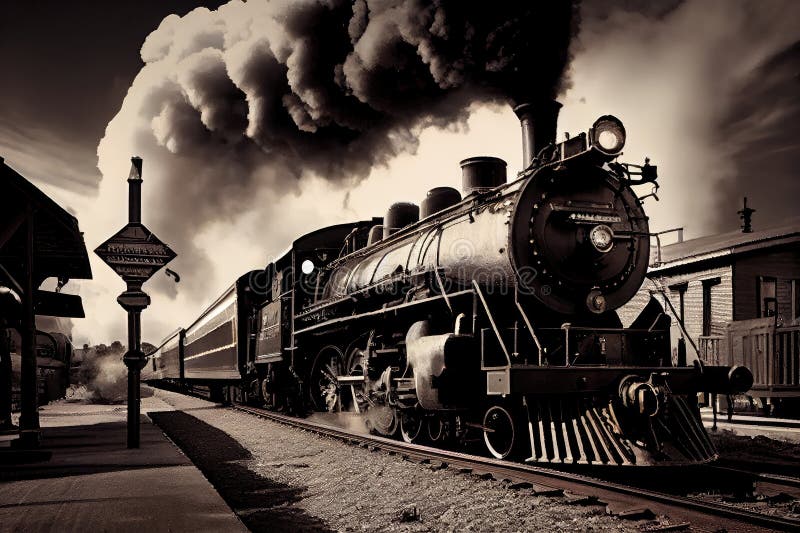 Classic Steam Engine Pulling a Passenger Train into the Station Stock ...