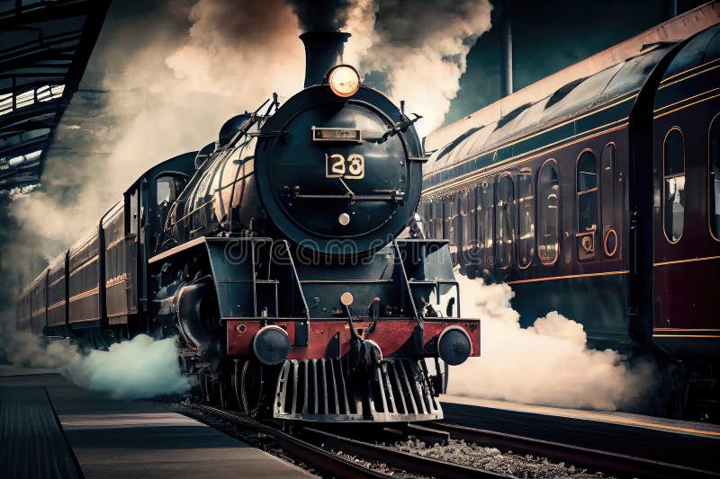 Classic Train Set on an Old-fashioned Track Layout Stock Image - Image ...