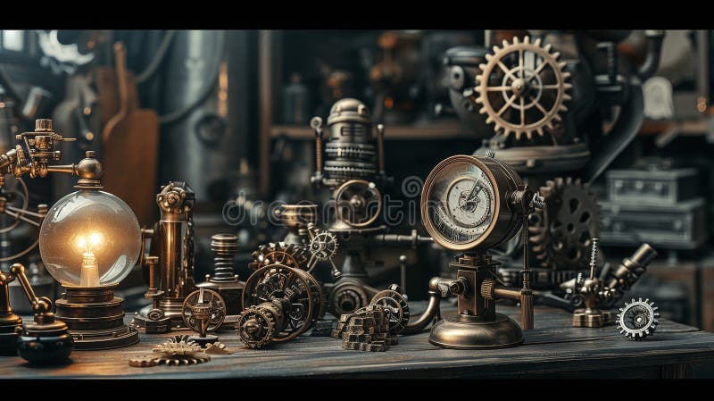 Classic Steampunk Background. Stock Image - Image of style, template ...