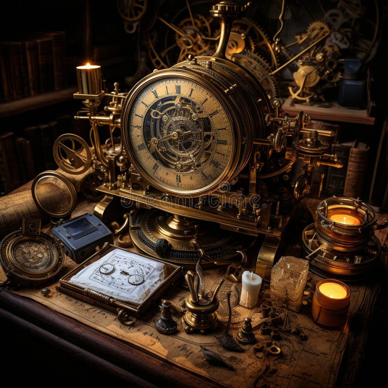 Classic Steampunk Professional Background. Steampunk Streets with Lanterns Stock Illustration ...