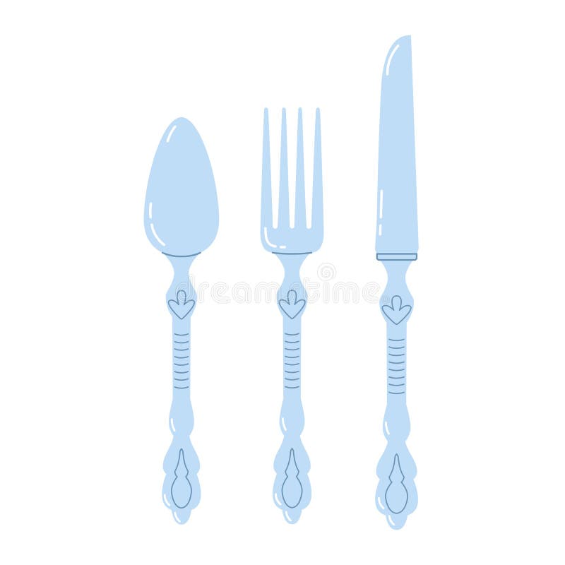 Classic Steel Cutlery Set for Table Setting Stock Illustration ...