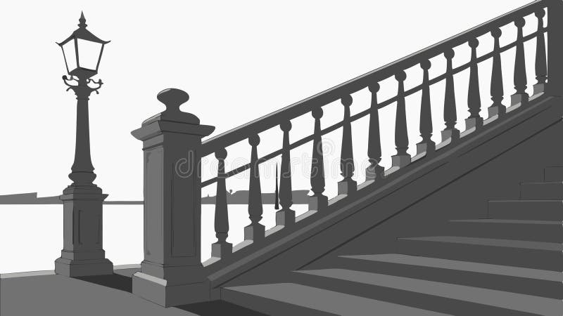 Classic Stone Bridge Railing with Lamppost, Vector Design Generative AI ...