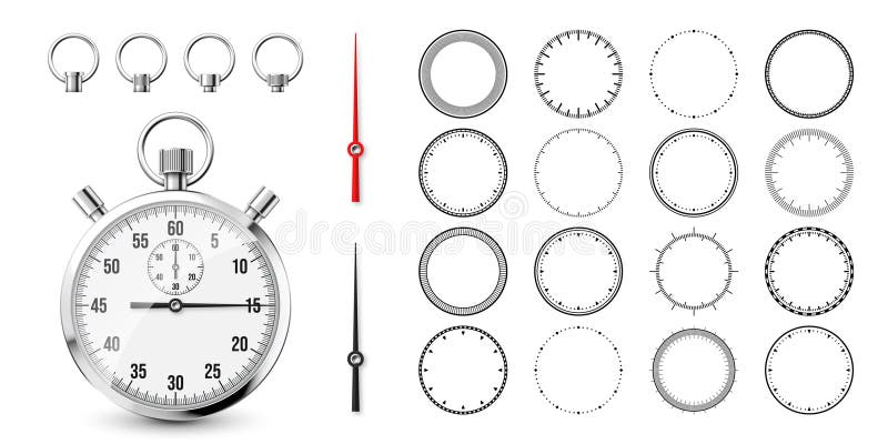 Classic Stopwatch with Clock Faces. Shiny Metal Chronometer, Time ...