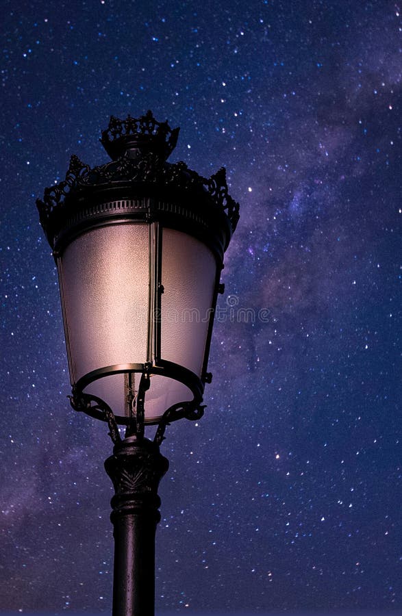 Classic Street Light On Stars Stock Image - Image of streetlight ...