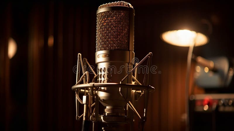 Classic Studio Microphone in the Stand in a Music Studio Setting ...