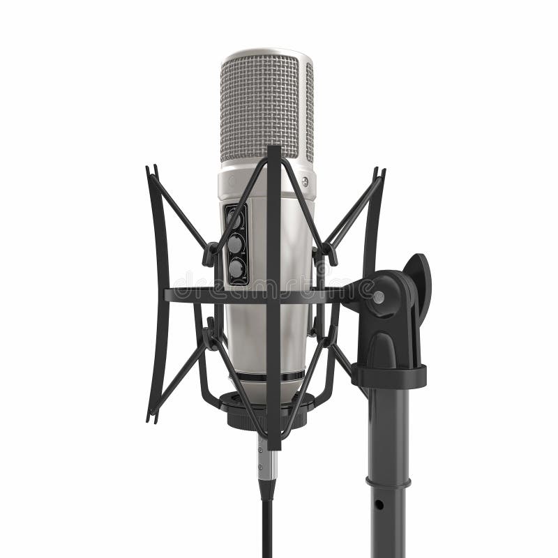 Classic Studio Microphone on the Stand Isolated Stock Illustration ...