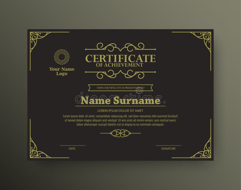 Classic Style Award Certificate with Frame Stock Vector - Illustration ...