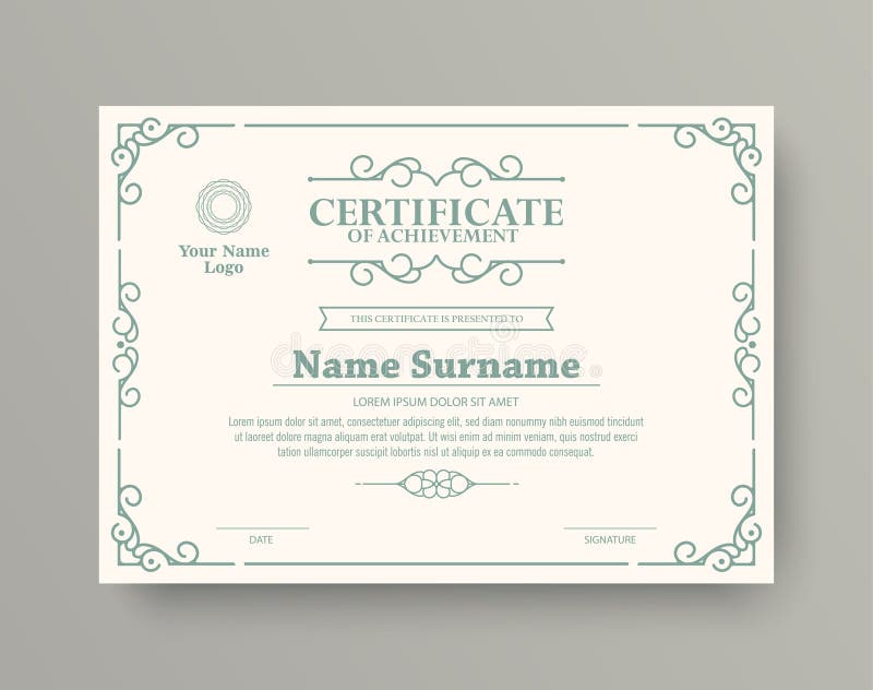 Classic Style Award Certificate with Frame Stock Vector - Illustration ...