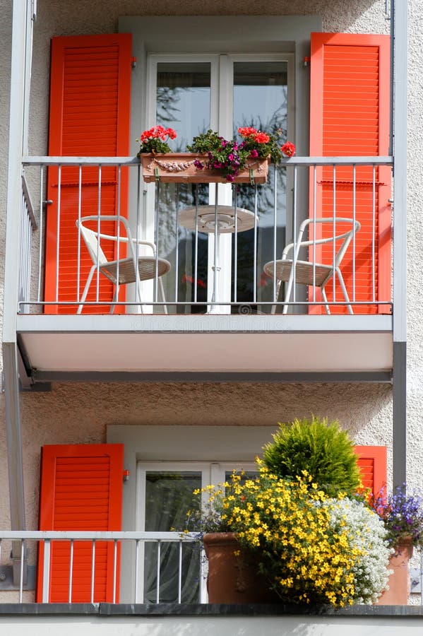 Classic Style Balcony with Flowers Stock Image - Image of detail, color ...