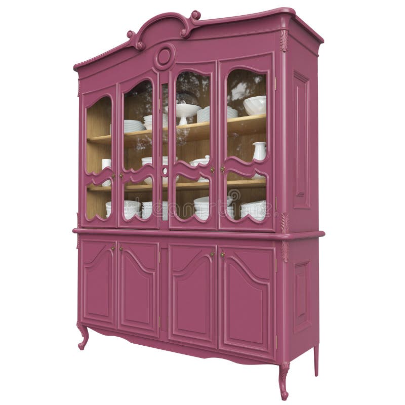 Classic Style Display Cabinet with Ceramic Dishes Stock Photo - Image ...