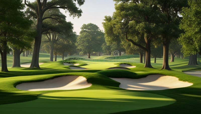 Classic Style Golf Course Landscape Design Model Stock Illustration ...