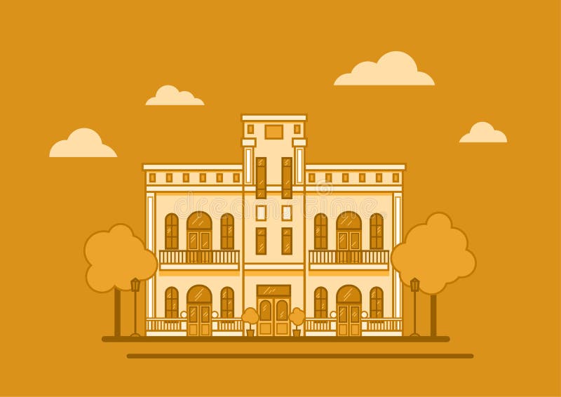 A Classic Style House with Columns Vector Stock Vector - Illustration ...