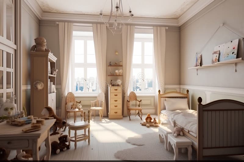 Classic Style Interior of Children Room Stock Illustration ...