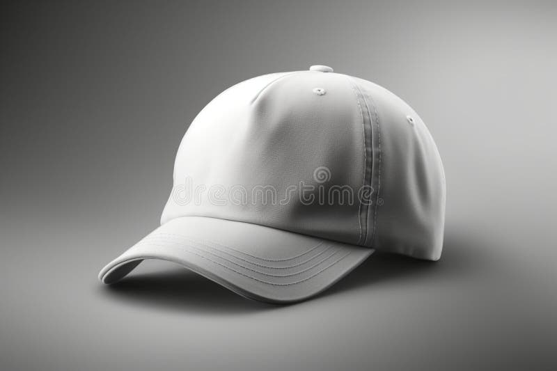 Classic Style, Realistic White Cap Mockup with Light Gray Background ...