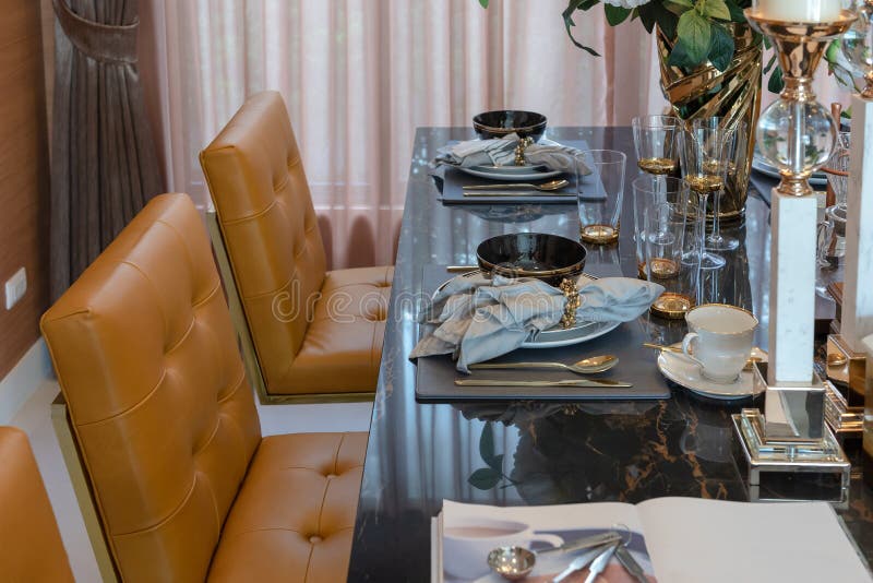 Classic Style Table Set on Dining Table Stock Photo - Image of dinner ...