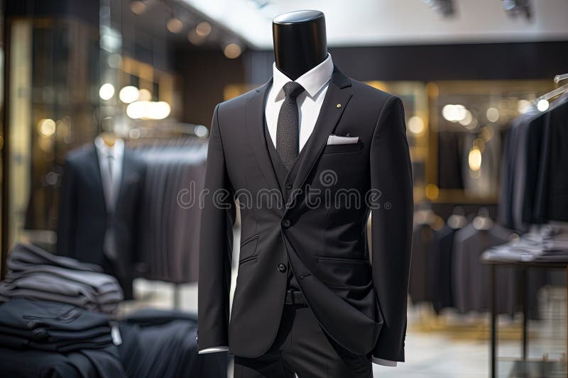 A Classic Suit in Black Color in a Clothing Store. Generative AI Stock ...