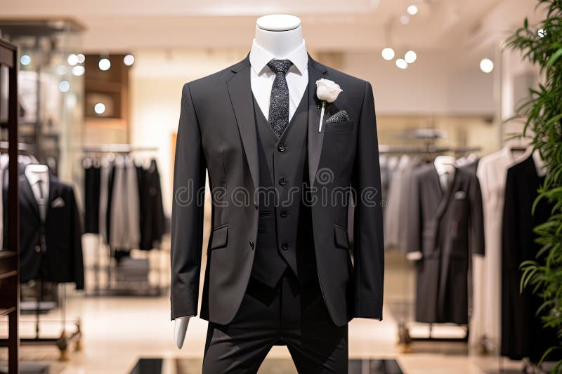 A Classic Suit in Black Color in a Clothing Store. Generative AI Stock ...