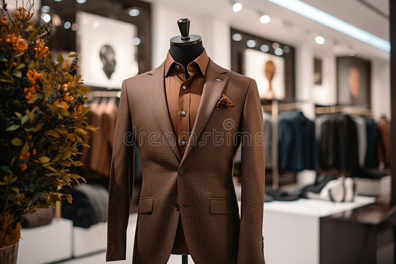 A Classic Suit in Brown Color in a Clothing Store. Generative AI Stock ...