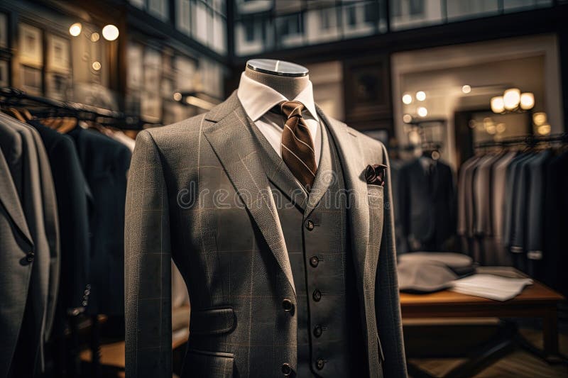 A Classic Suit in a Clothing Store. Generative AI Stock Illustration ...