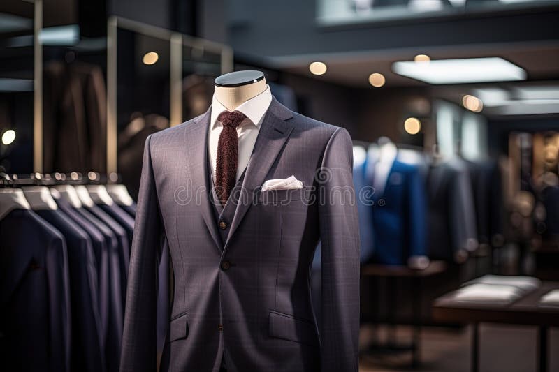 A Classic Suit in a Clothing Store. Generative AI. Stock Illustration ...