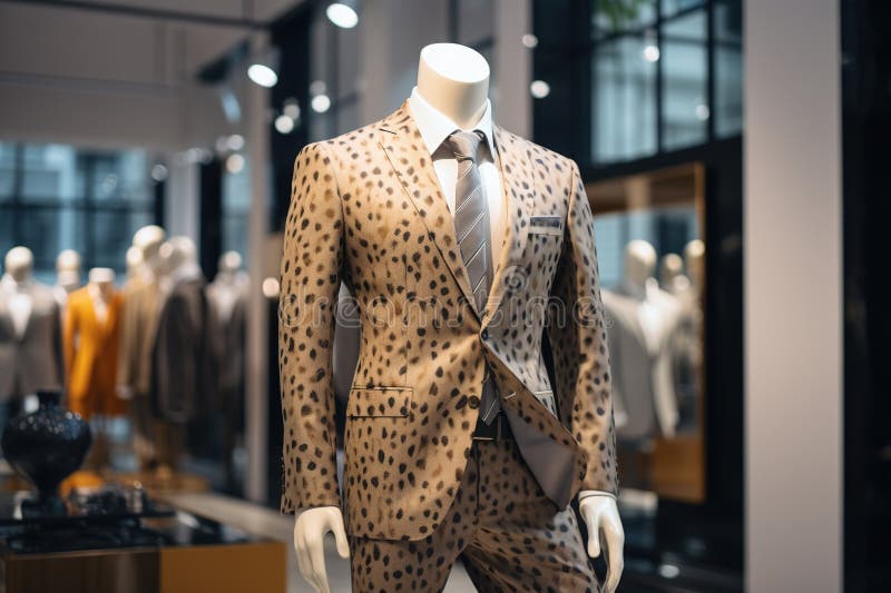 A Classic Suit in Leopard Color in a Clothing Store. Generative AI ...
