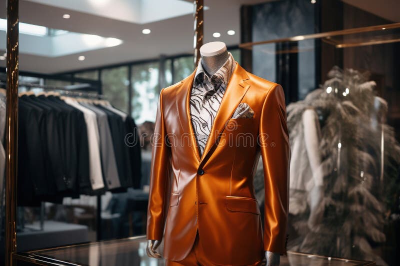 A Classic Suit in Tiger Color in a Clothing Store. Generative AI Stock ...