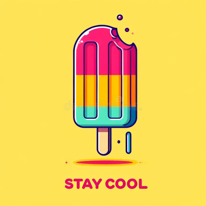 Classic Summer Popsicle Melting Slightly. Refreshing Minimalistic ...