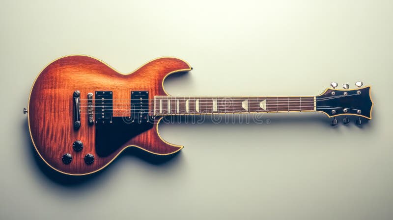 Classic Sunburst Electric Guitar Lying on Neutral Background Stock ...