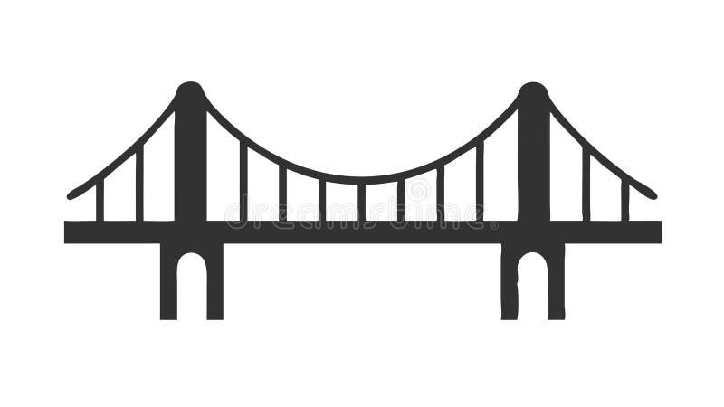 Classic Suspension Bridge Icon - Architecture, Connection, and Travel ...