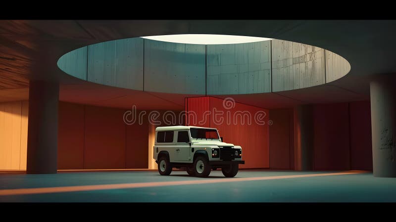 Retro SUV in Modern Architectural Space Generative AI Stock ...