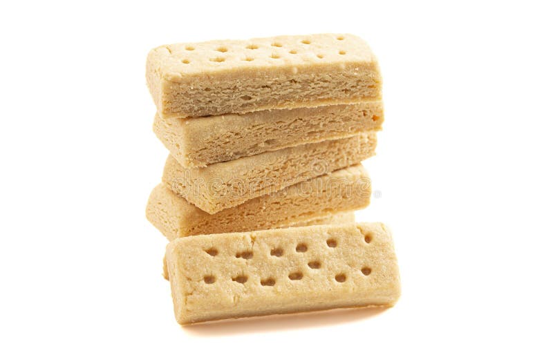 Classic Sweet Rectangular Butter Shortbread Isolated on a White ...
