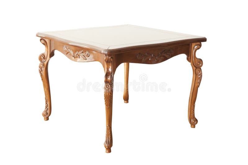 Classic Table Isolated on White Stock Photo - Image of modern, coffee ...