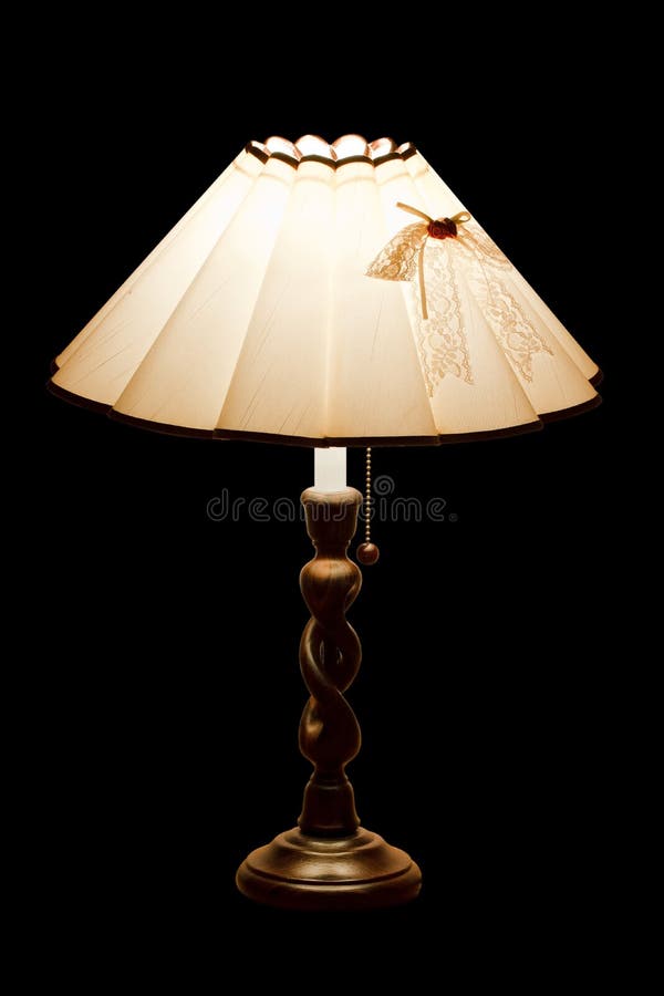 Classic Table Lamp, with Lights Turned on Stock Image - Image of ...