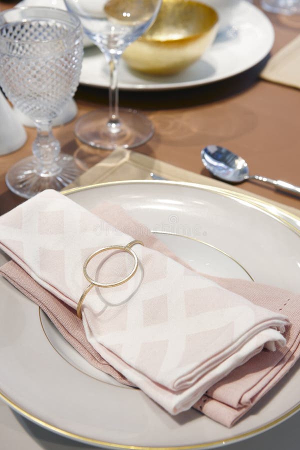 Classic Table Set Decoration Ready To Use. Horizontal Stock Image ...