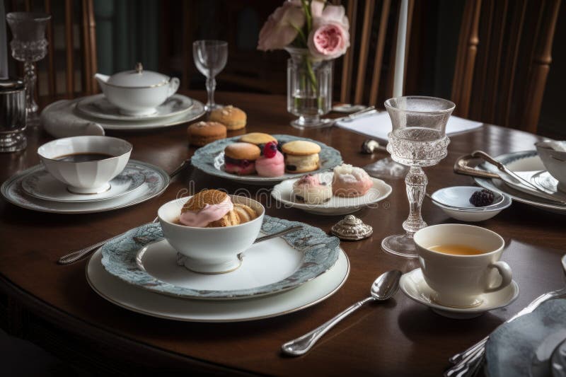 Classic Table Setting for Afternoon Tea with Delicate China and ...
