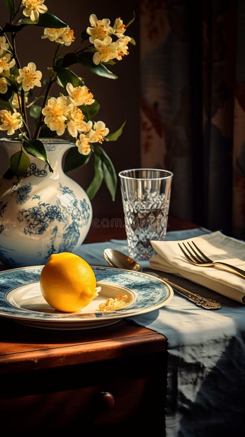 Classic Table Setting in Dark Colors Stock Photo - Image of pantone ...