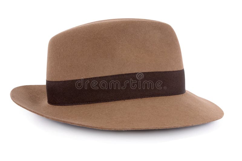 Fedora Hat Side View Isolated White Background Stock Image - Image of ...