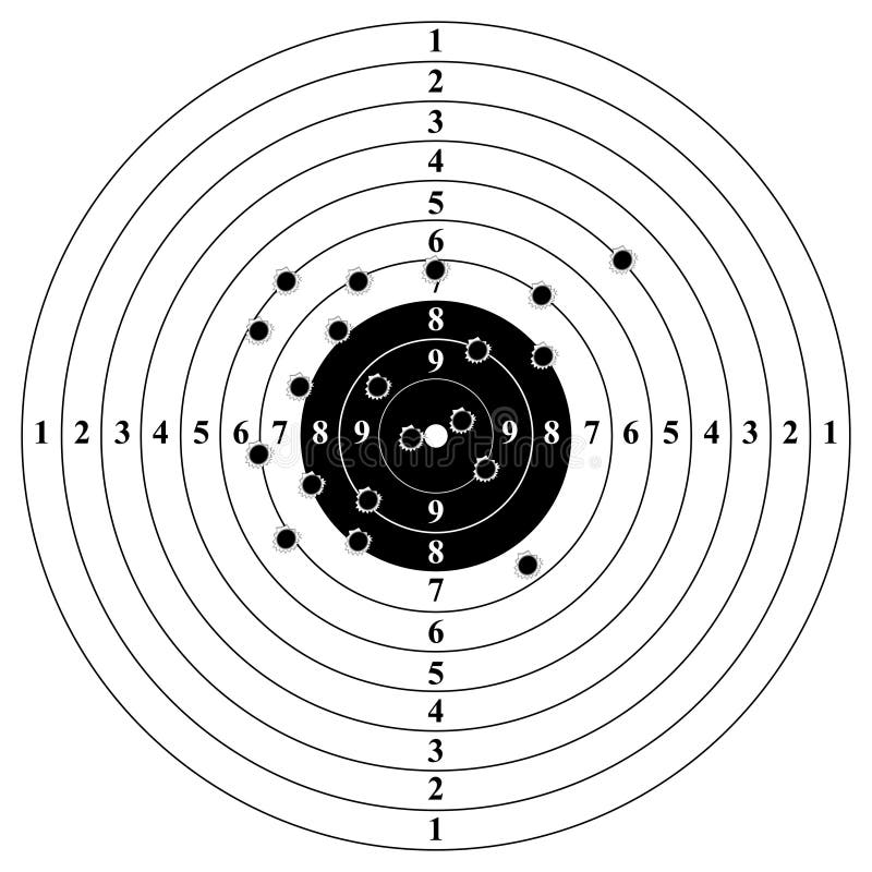 Shooting Range Gun Target With Bullet Holes Stock Vector - Illustration ...