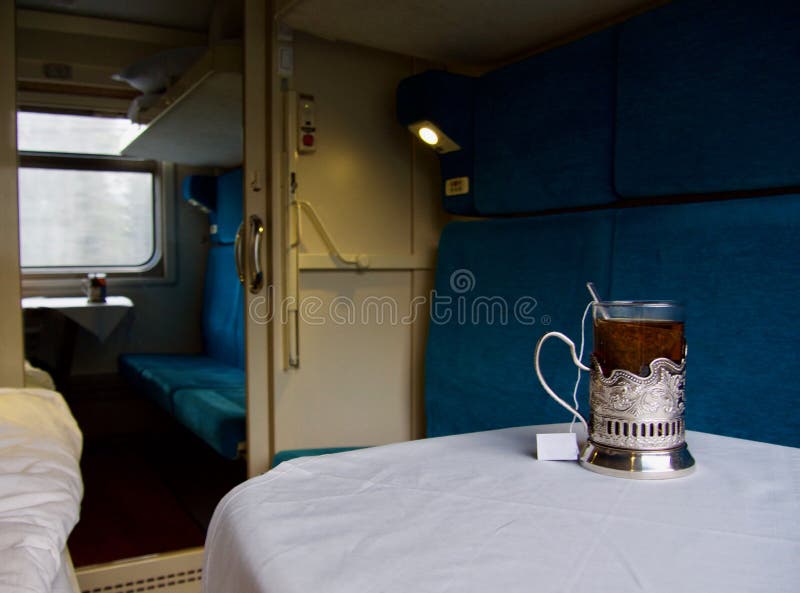 Classic Tea Drinking in a Russian Train Stock Image - Image of lonely ...